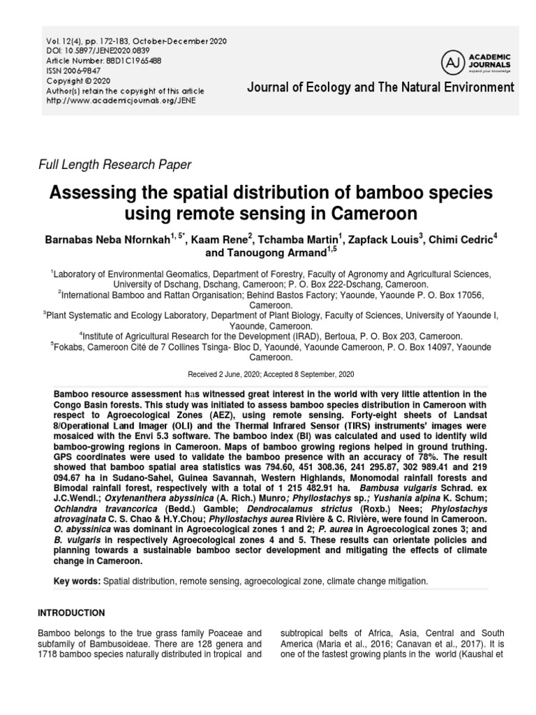 Assessing The Spatial Distribution of Bamboo Species | PDF | Satellite ...