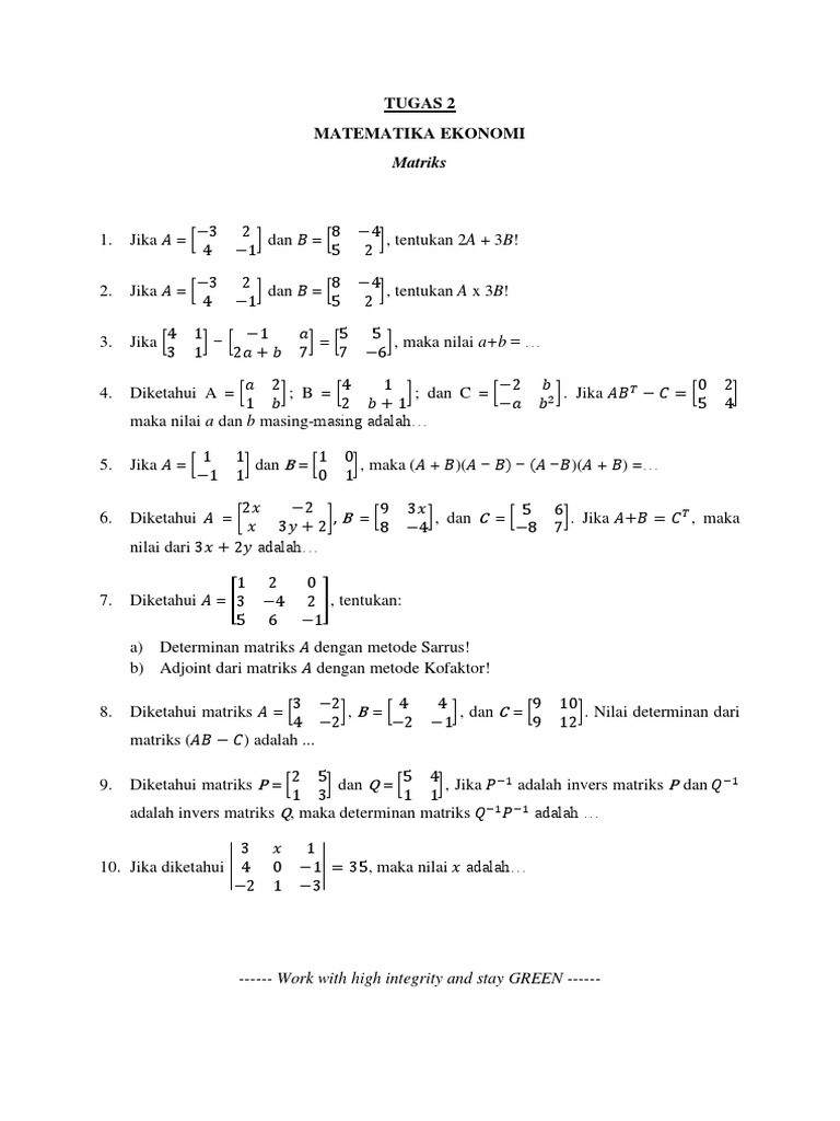 Tugas 2 - Matriks | PDF