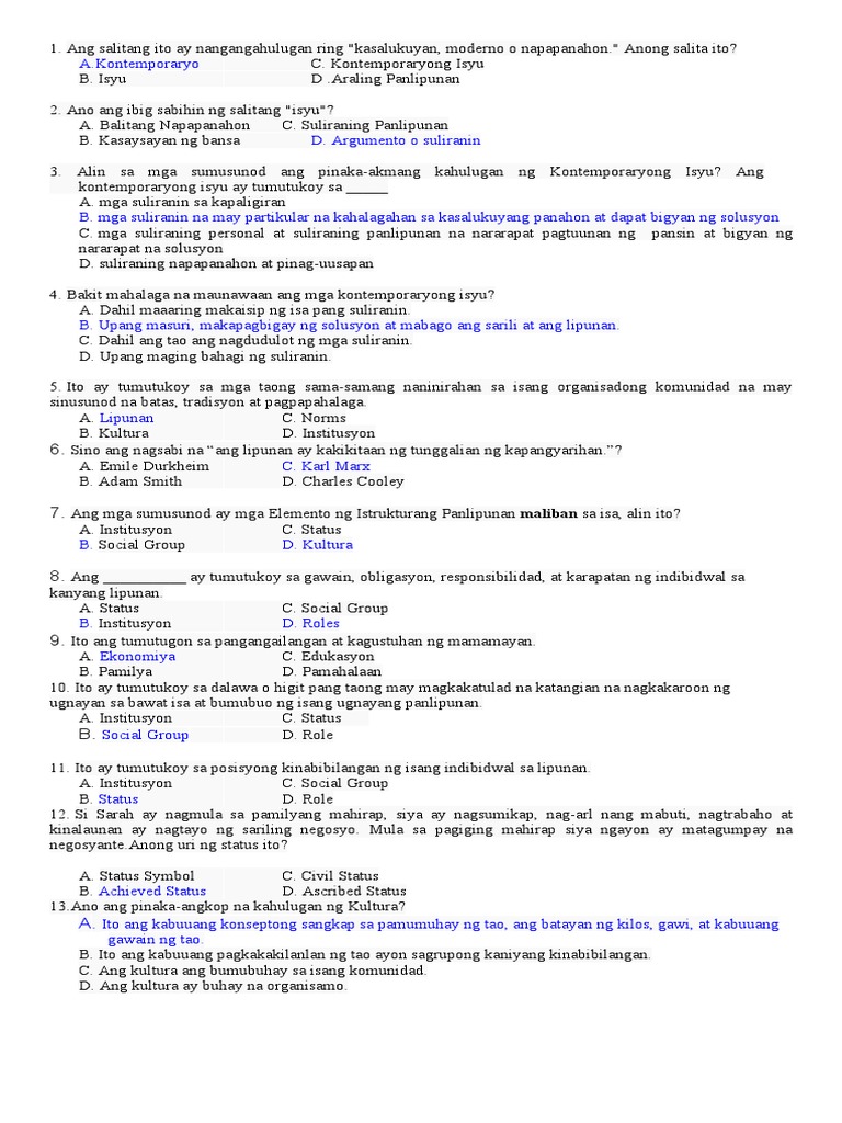 1ST Quarter Exam-Ap10 | PDF