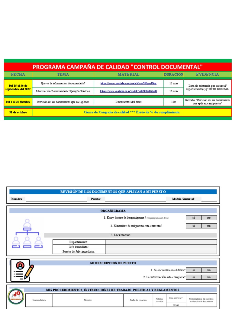 Programa Campaña Calidad Control Documental 2022 | PDF