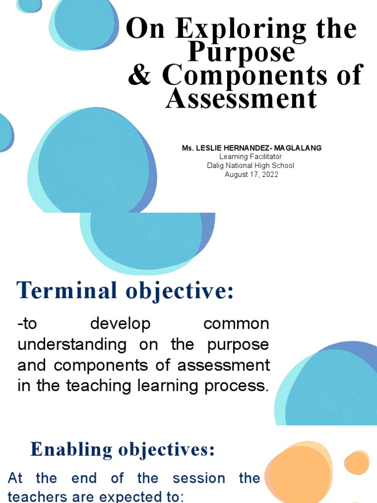 Purpose and Components of Assessment | PDF | Educational Assessment ...