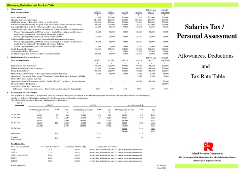 HKIRD-Personal Allowances | PDF | Tax Deduction | Taxes