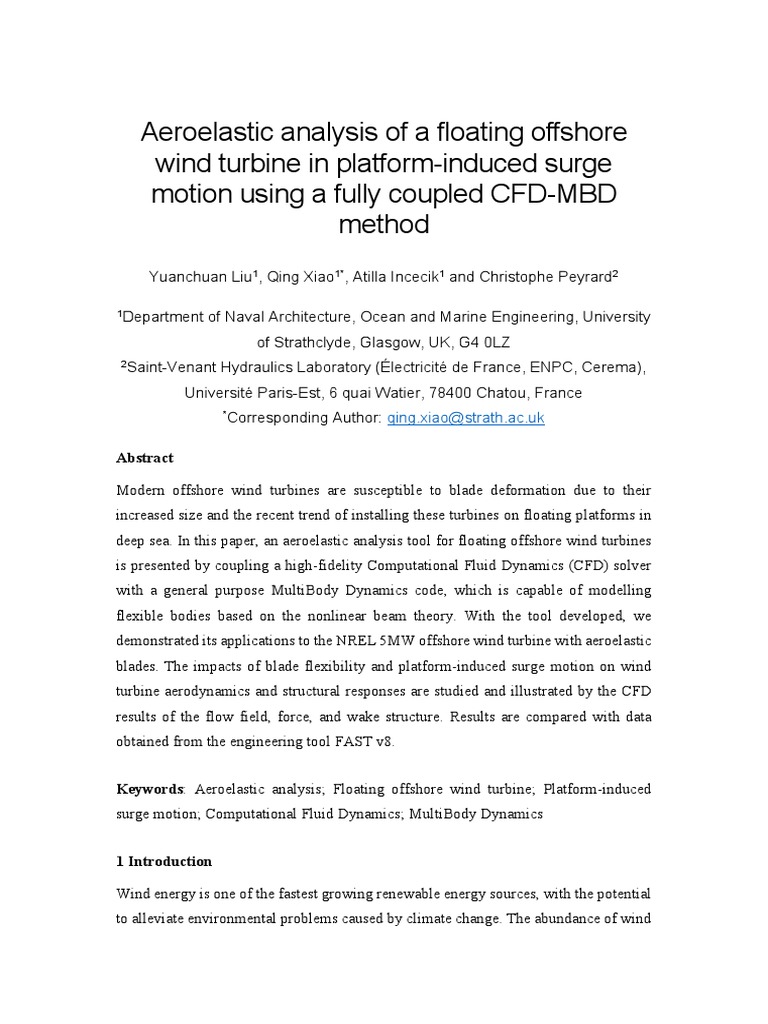 Aeroelastic Analysis Of A Floating Offshore Wind Turbine In Platform Induced Surge Motion Using