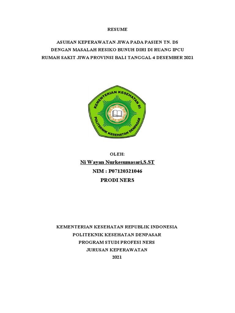 Resume Askep Resiko Bunuh Diri | PDF