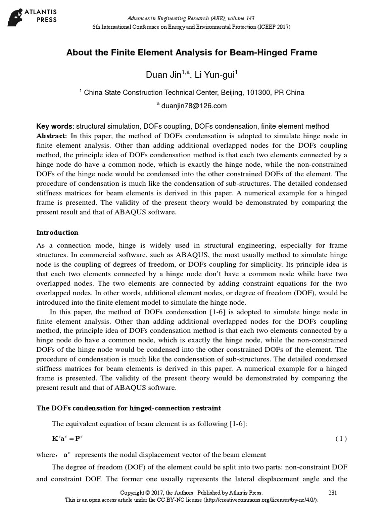 About The Finite Element Analysis For Beam-Hinged Frame | PDF | Finite ...