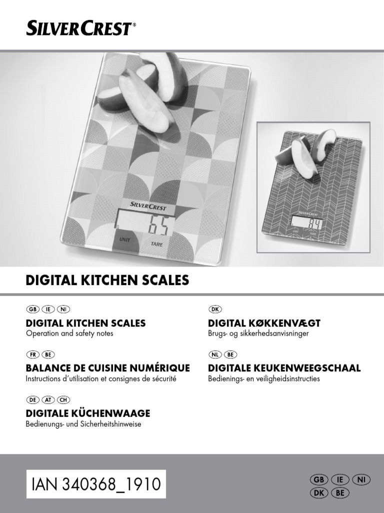 Digital Scale 340368 - A - D - IE - EN | PDF | Rechargeable Battery | Waste