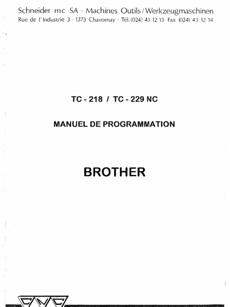 Manuel de Programmation Brother TC-229 | PDF