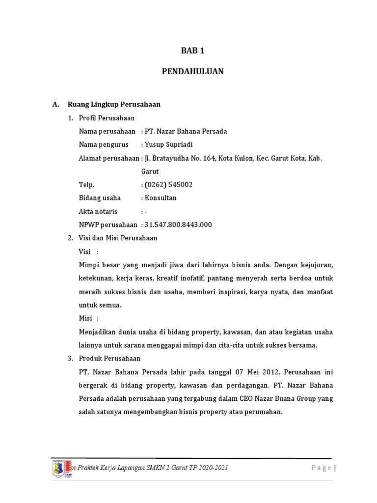Isi Laporan Kegiatan PKL | PDF