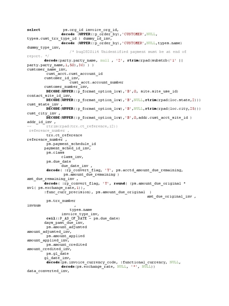 Invoice Payment Schedule Query | PDF | Sql | Databases
