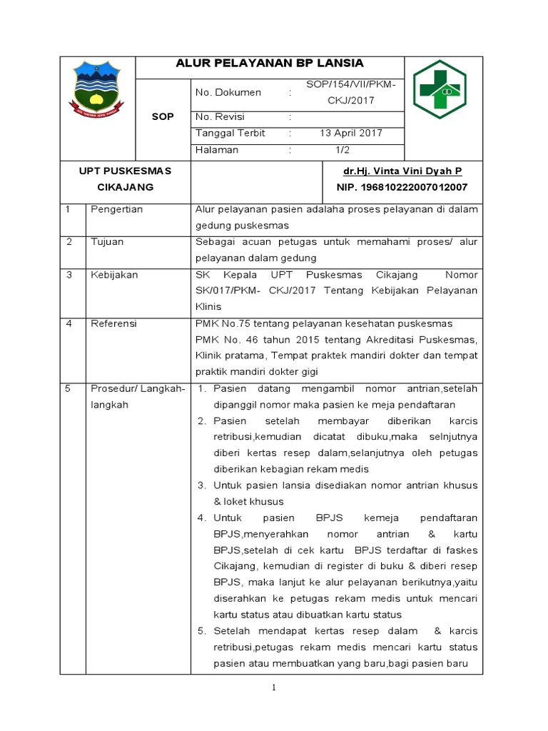 Alur Pelayanan BP Lansia | PDF