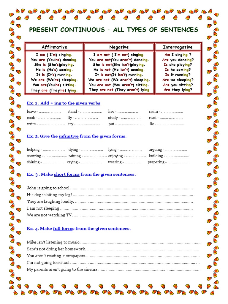 Learn Present Continuous Tenses with Examples and Exercises | PDF | Syntax | Language Mechanics