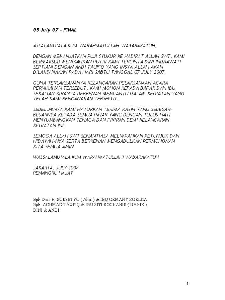 Proposal Pernikahan Andini Fina | PDF