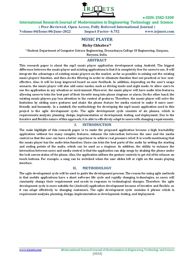 Development of an MP3 Music Player Application Using Android with Enhanced User Interaction and ...