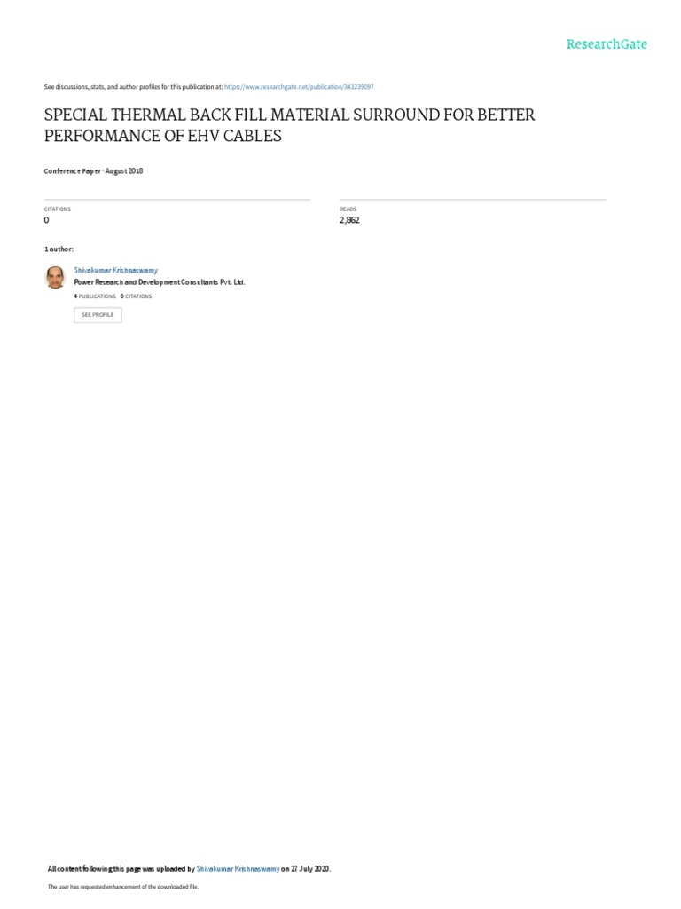EHV Cable Thermal Backfill Optimization | PDF | Electrical Conductor ...