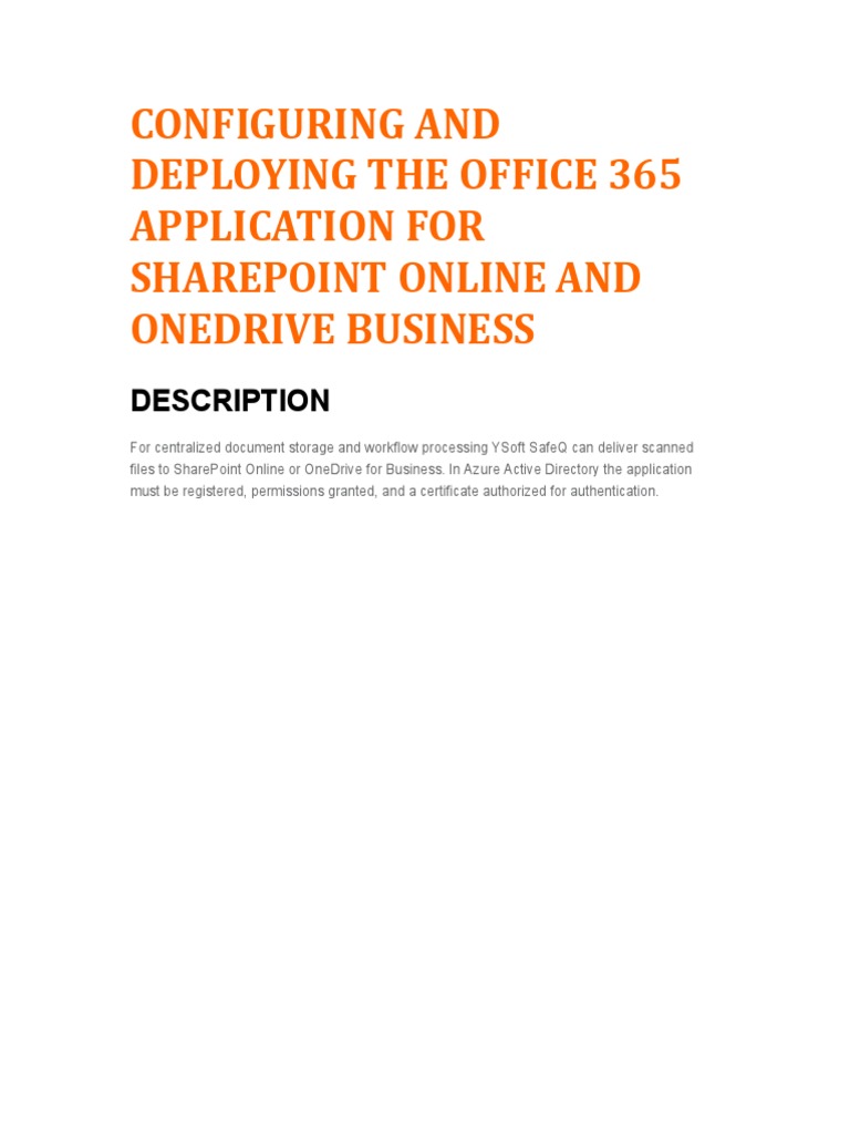 CONFIGURING AND DEPLOYING THE OFFICE 365 APPLICATION FOR ONEDRIVE ...