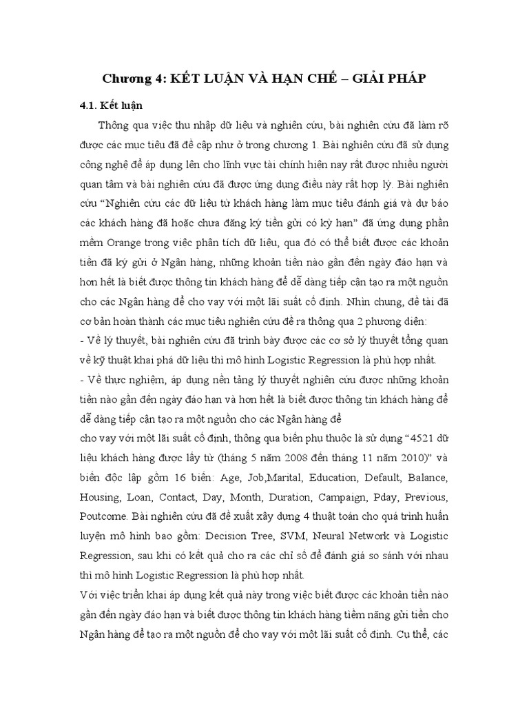 Chương 4 Kết luận khdl | PDF