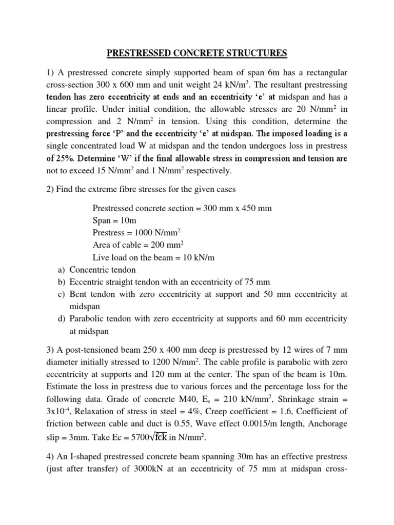 Prestressed Concrete Beam Analysis | PDF | Prestressed Concrete | Beam (Structure)