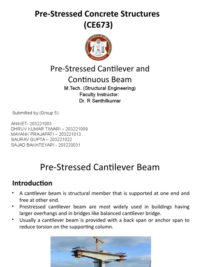 Prestressed Cantilever and Continuous Beam - Seminar - Group 5 | PDF ...