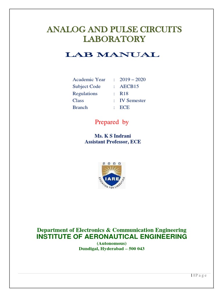 ECE Lab Manual Analog and Pulse Circuits | PDF | Amplifier | Electronic Oscillator