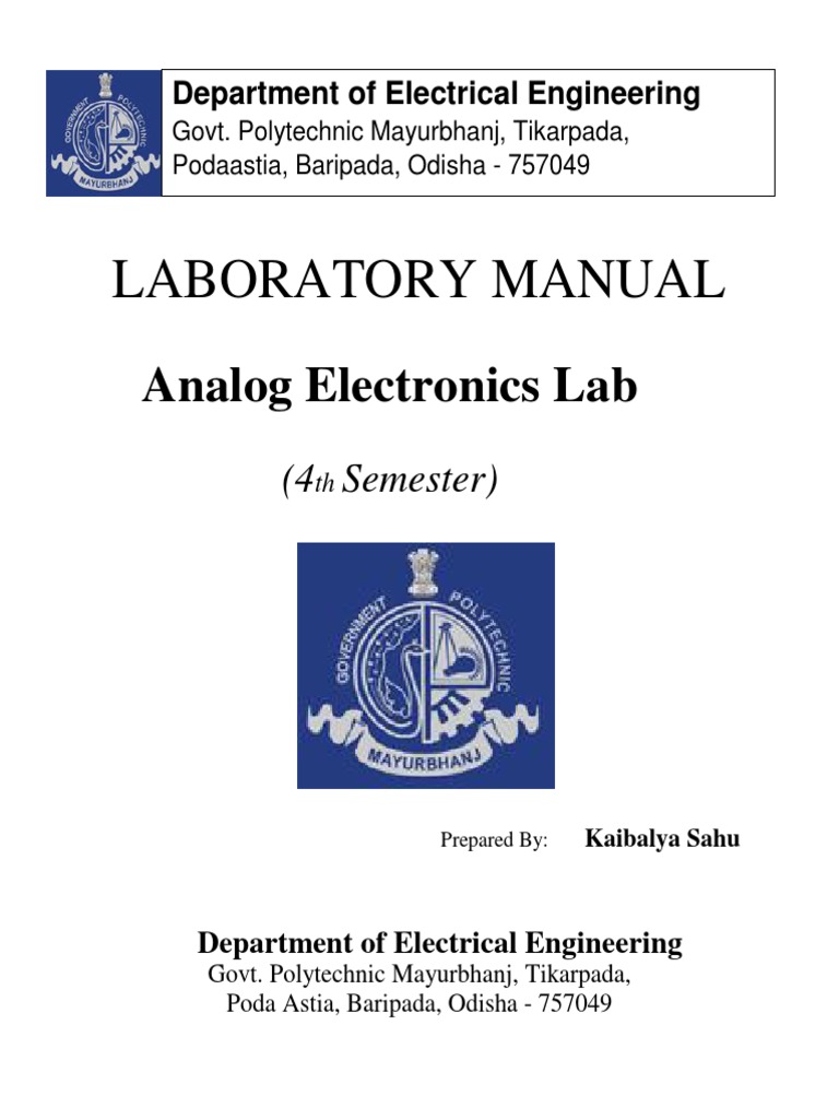 Analog Electronics Lab Manual - 4th Sem | PDF | Rectifier | Amplifier