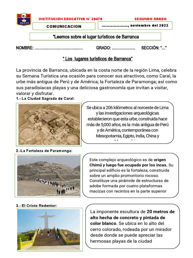 Ficha Leemos Lugares Turisticos | PDF