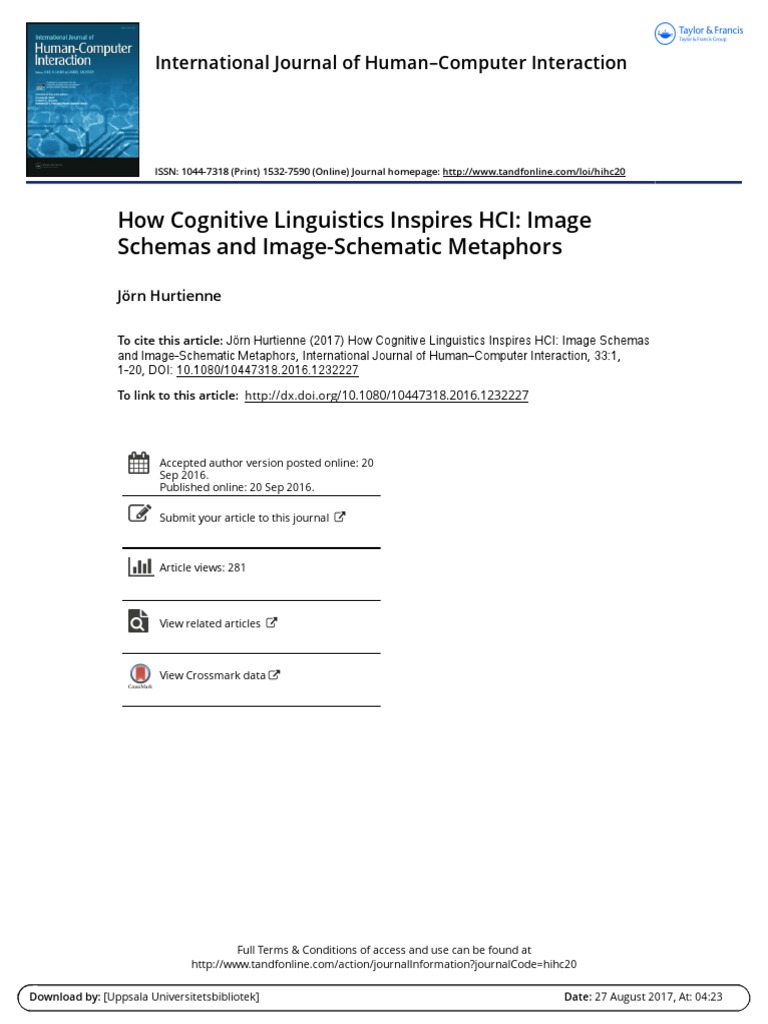 Reading - Semuserpsych - How Cognitive Linguistics Inspires HCI | PDF ...