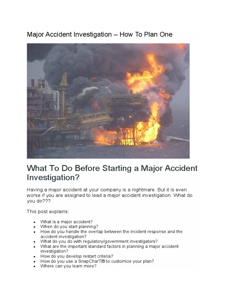 Major Accident Investigation - How To Plan One | PDF | Information ...