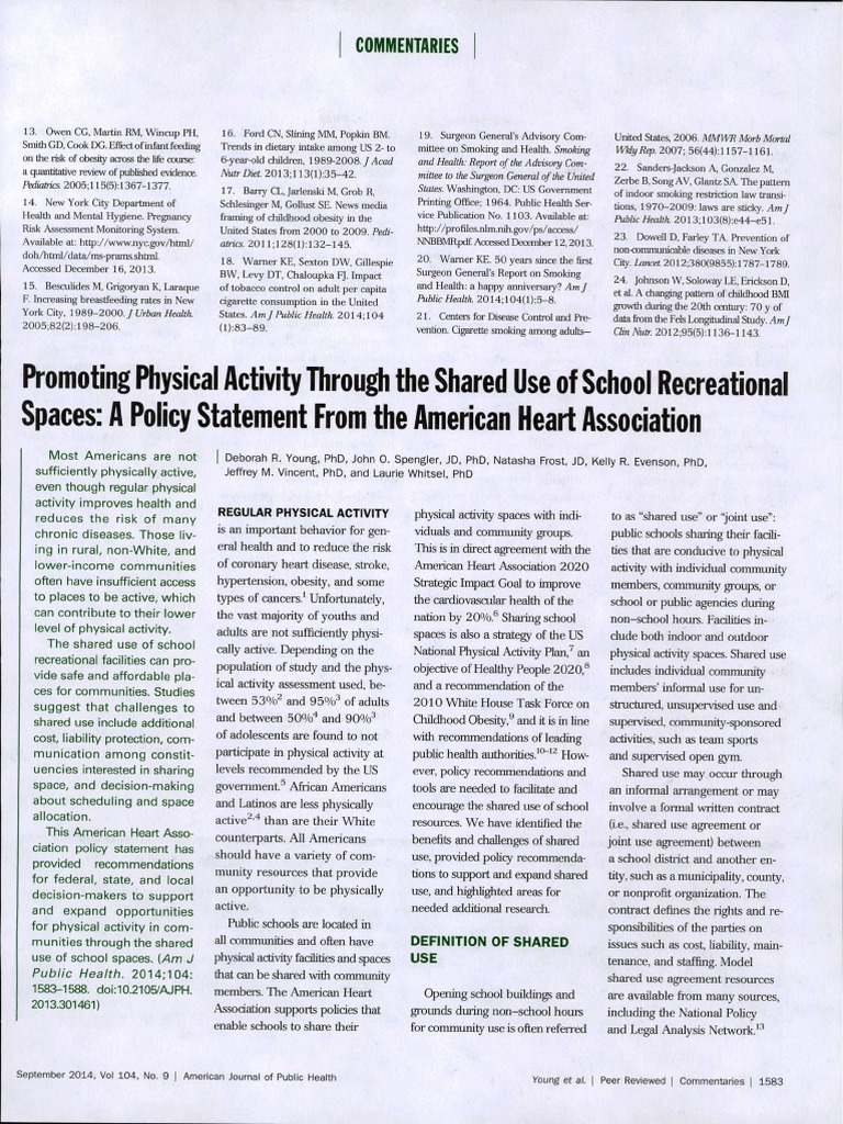 Promoting Physical Activity Through The Shared Use of School Recreational Spaces A Policy ...