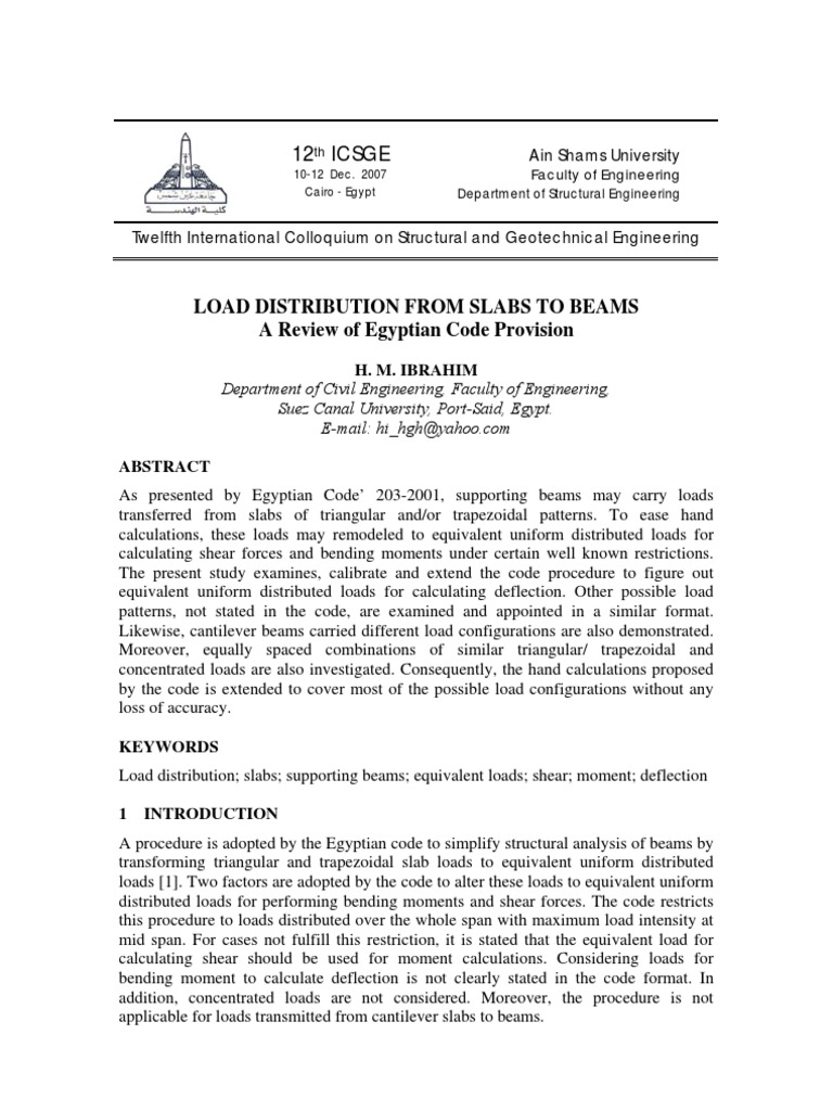 Load Distribution of Slab To Beams | PDF | Bending | Beam (Structure)