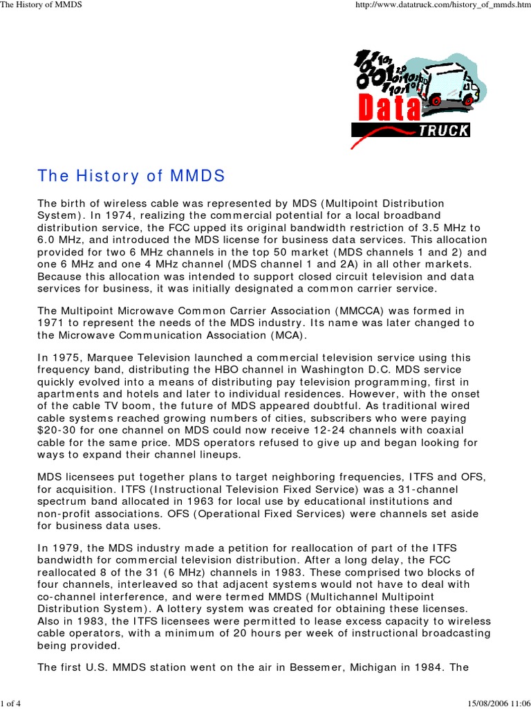 The History of MMDS | PDF | Electronics | Information And ...