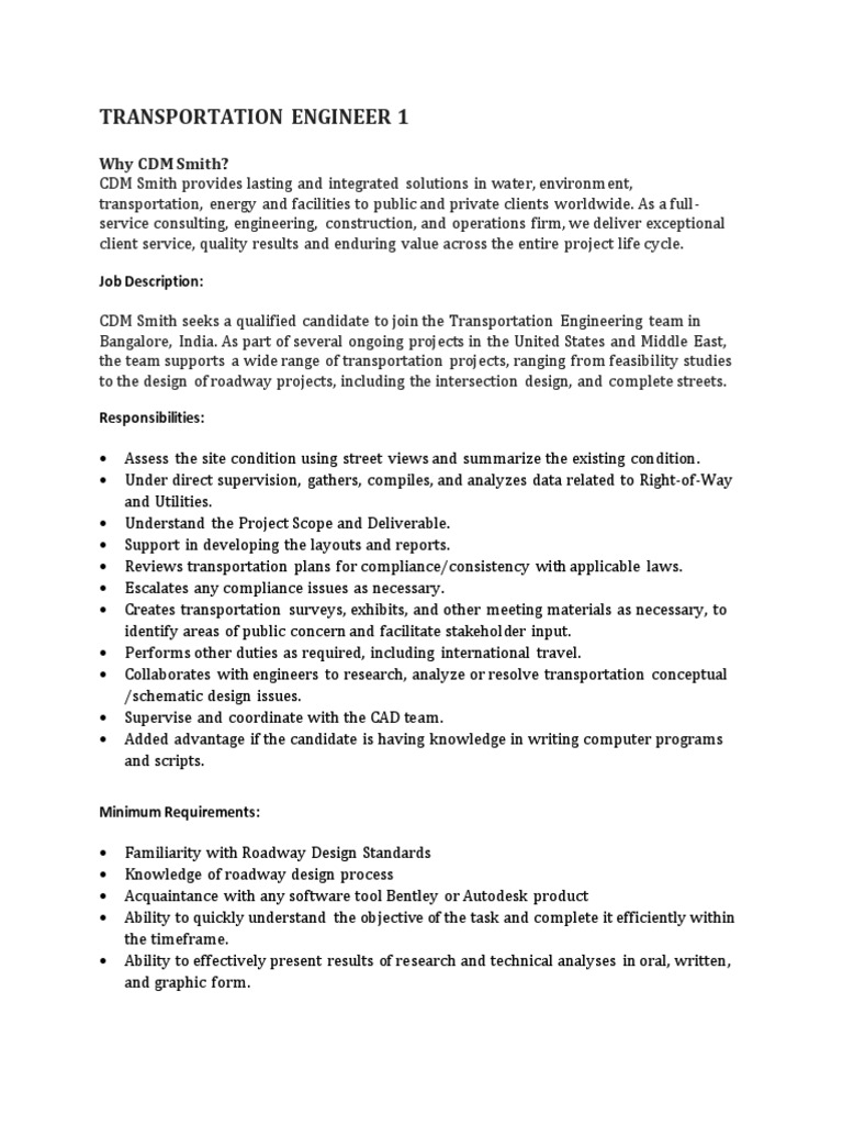 Transportation Engineer 1 | PDF | Business | Art