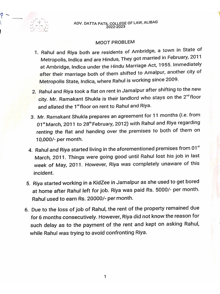 Moot Court Problems. | PDF