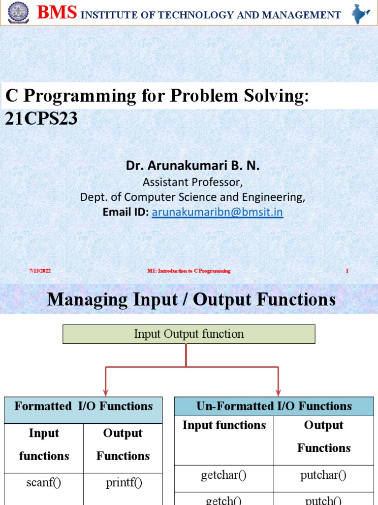 C Programming I/O Functions Guide | PDF | Computer Programming | Computing