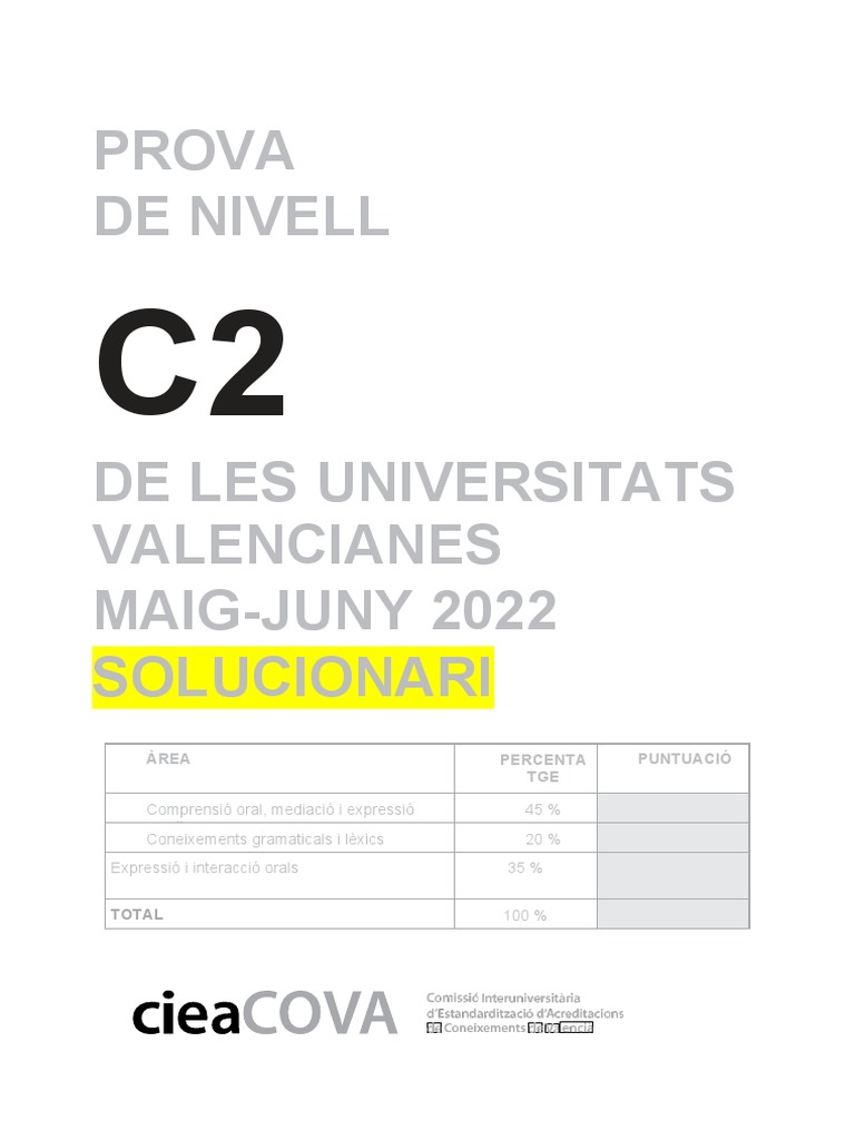 C2 Solucionari JUNY 2022 | PDF