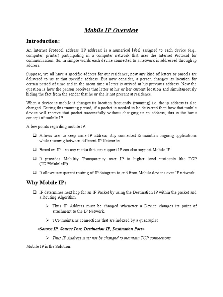 Mobile IP Overview Explained | PDF | Internet Protocols | Ip Address