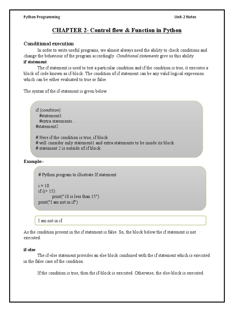 Python Programming Unit 2 Notes Pdf Parameter Computer Programming Control Flow 1593