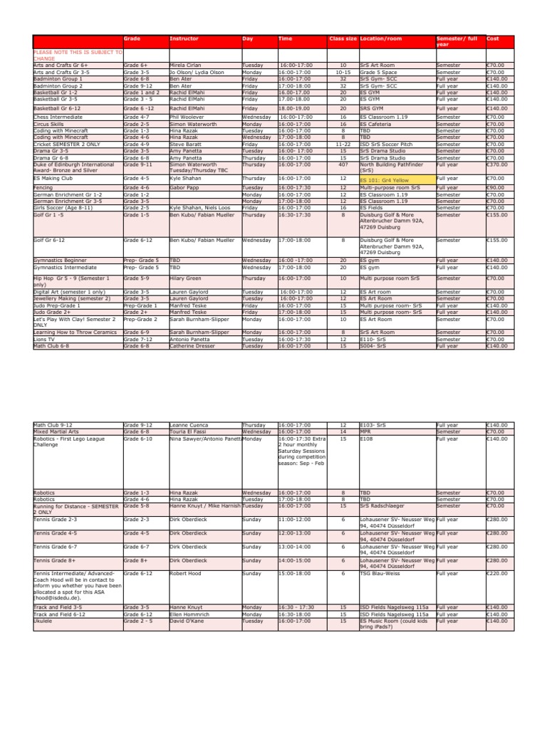 DRAFT ASA Schedule 2022-2023 | PDF | Leisure | Recreation