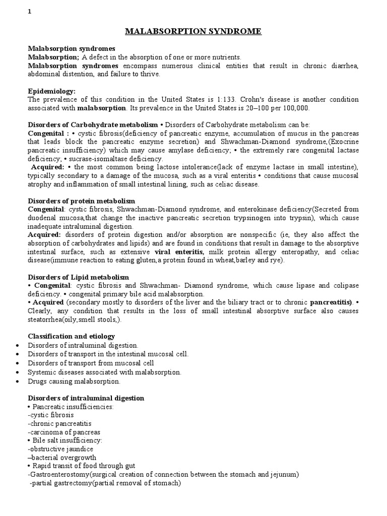 14.malabsorption Syndromes | PDF | Coeliac Disease | Food Intolerance