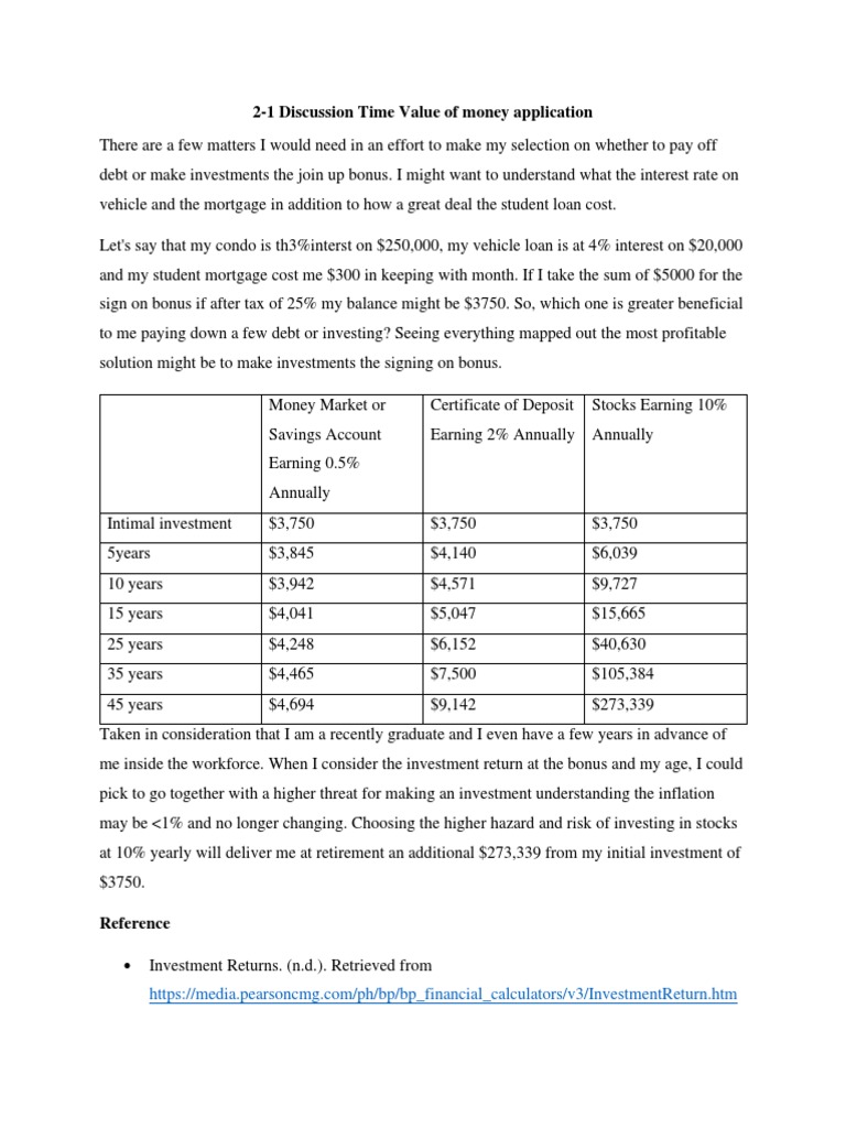 Discussion 2 Time Value of Money Application | PDF