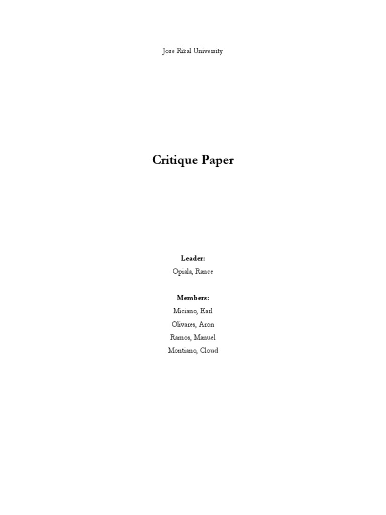 Critique Paper - Wedding Dance | PDF