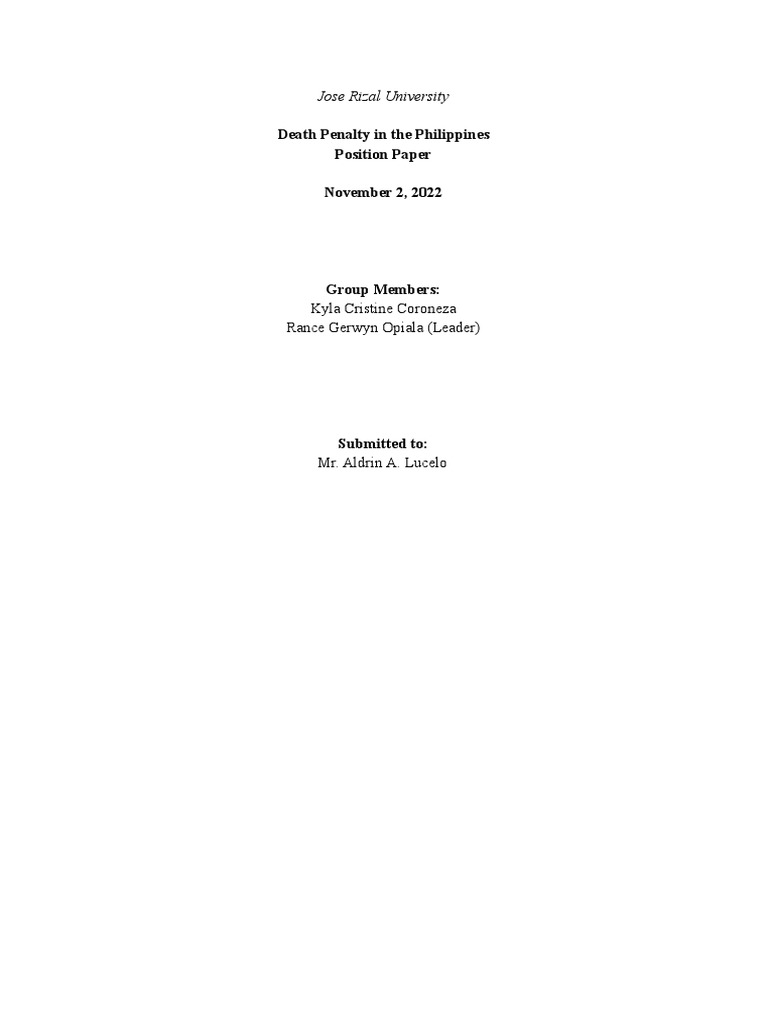 Position Paper | PDF | Capital Punishment | Crimes