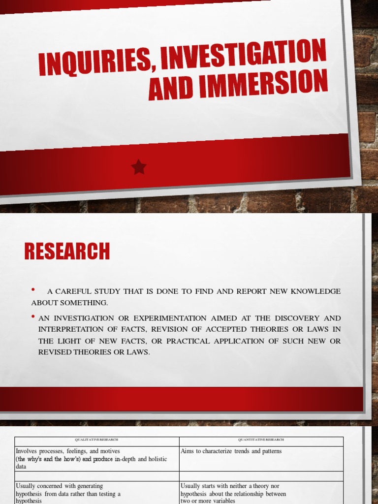 Inquiries Investigation and Immersion | Download Free PDF | Experiment ...