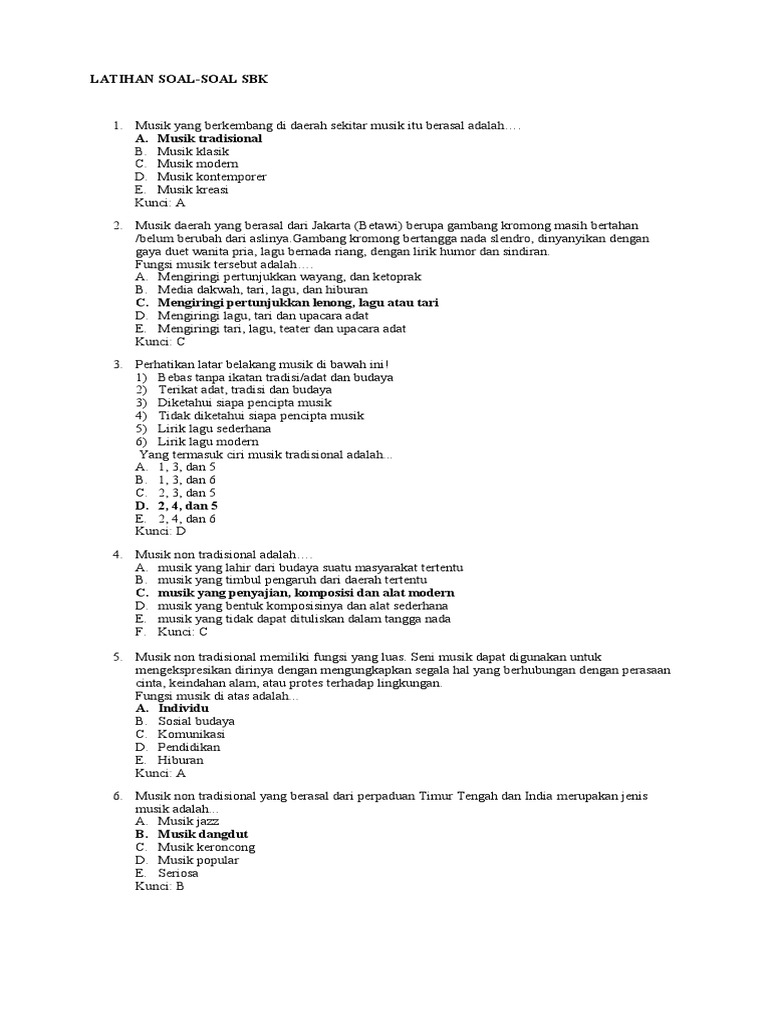 Latihan Soal-Soal SBK | PDF