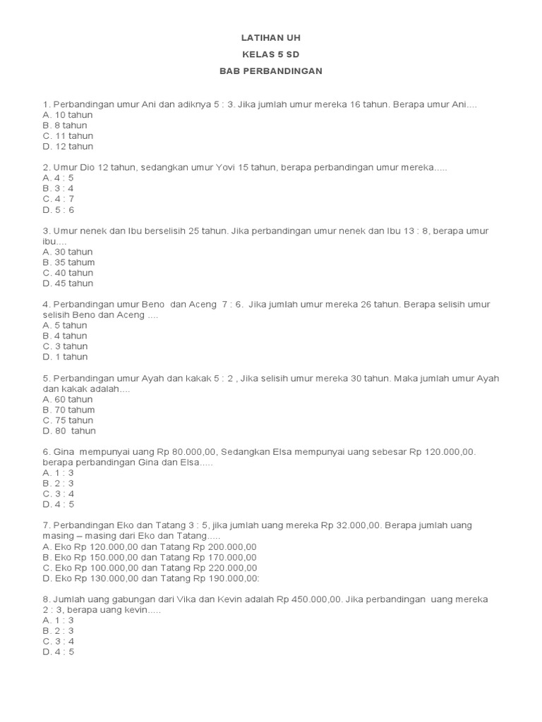 Latihan Uh 1 Matematika | PDF