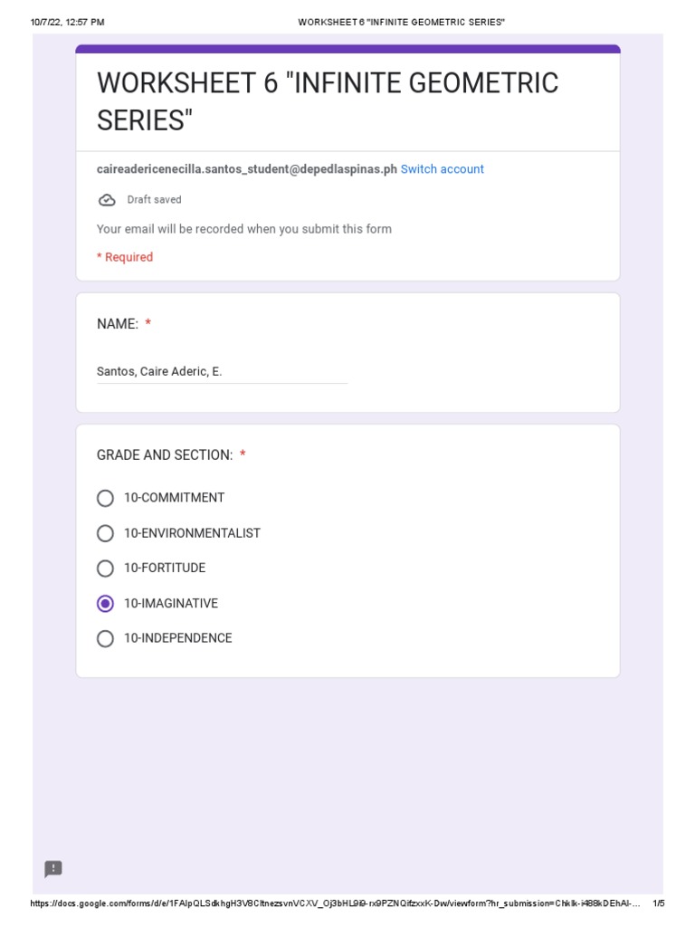 Worksheet 6 Infinite Geometric Series | PDF | Infinity | Mathematical ...