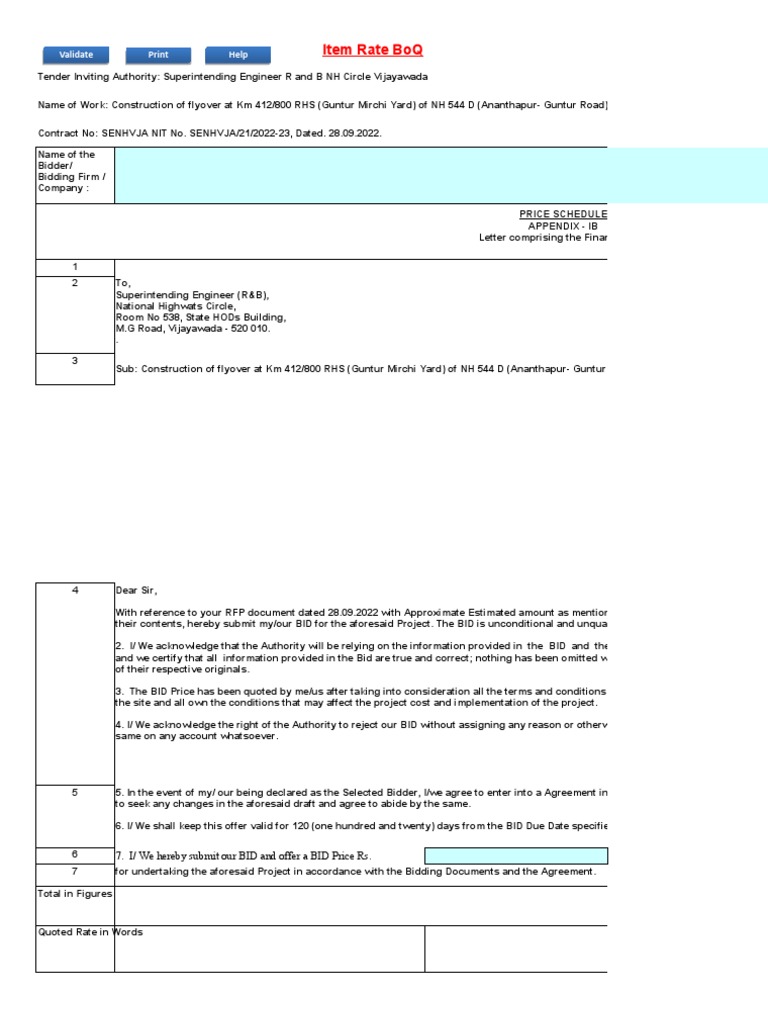 Validate Print Item Rate BoQ | PDF | Request For Proposal | Business