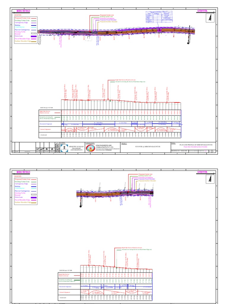Plan & Profile - Flyover Service Road | PDF | Civil Engineering | Routes