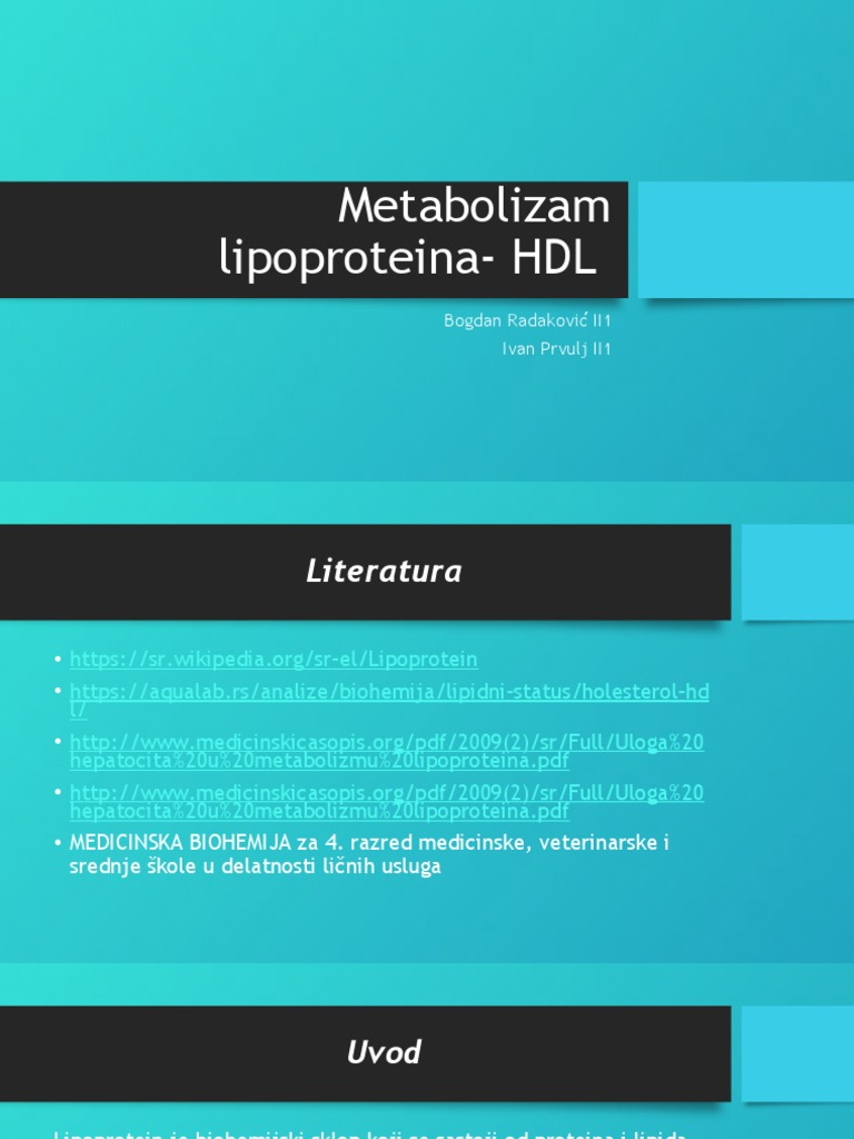 Metabolizam Lipoproteina - HDL | PDF