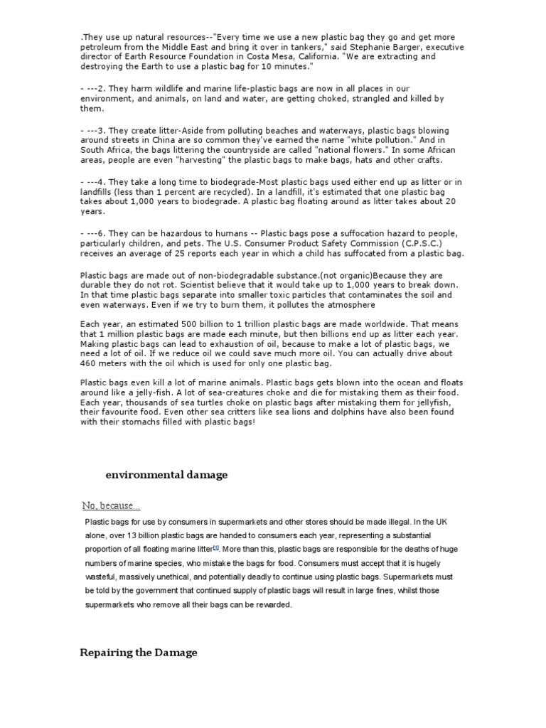 Ban On Plastic Bags | PDF | Plastic | Waste