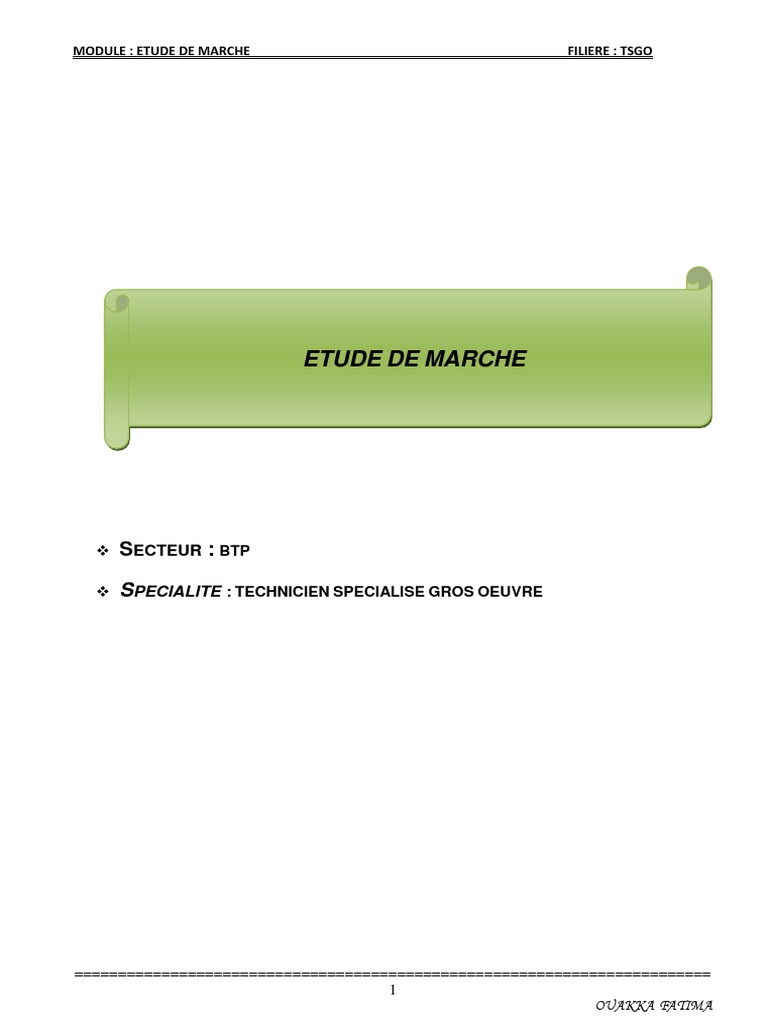 Cours Etude de Marche | PDF | Marché (Économie) | Cautionnement